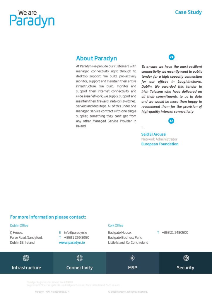 Paradyn secures a long term contract with European Foundation providing ...